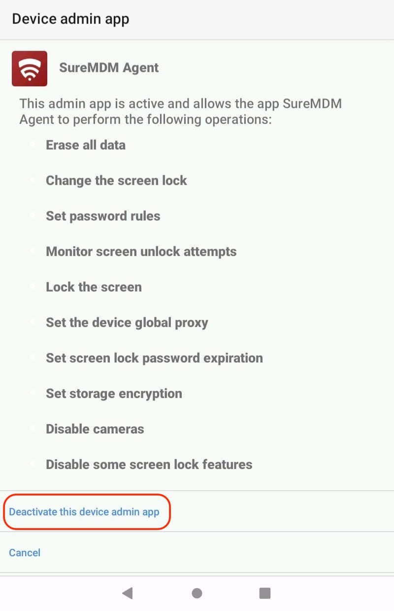 SureMDM / SureLock - preparation for deinstallation – PAR MENU Knowledge Base