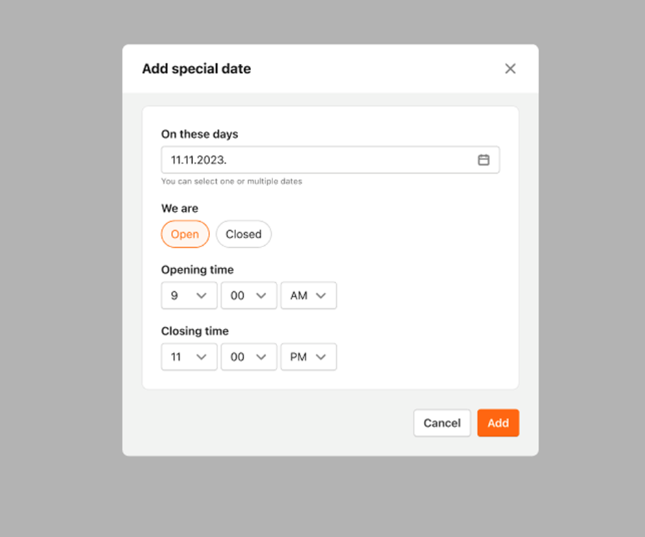 How to change Opening Hours? – PAR MENU Knowledge Base