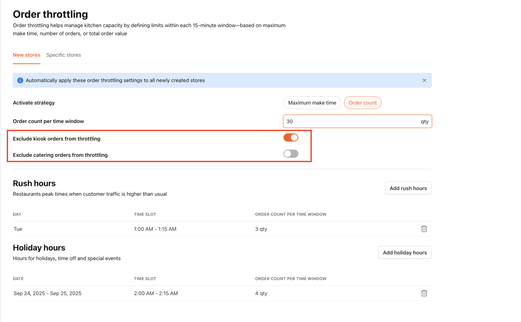 Order Count Order Throttling Strategy – PAR Ordering Knowledge Base